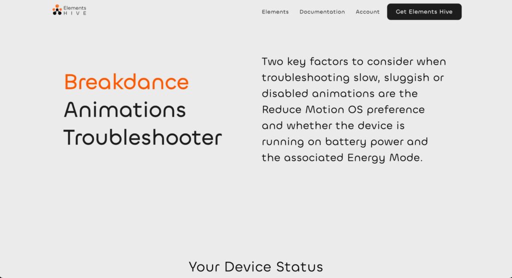 Breakdance Animation Troubleshooter - Elements Hive